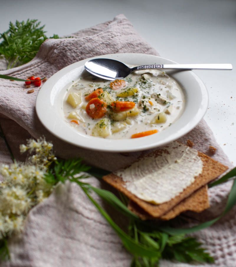 Kalaton keitto, "kala"keitto tofulla - Resepti